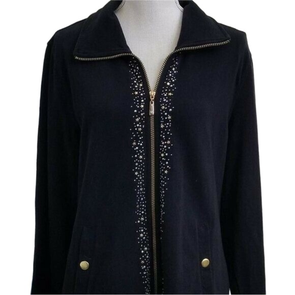 JM Collection | Jackets & Coats | Jm Collection Full Zip Black Jacket ...